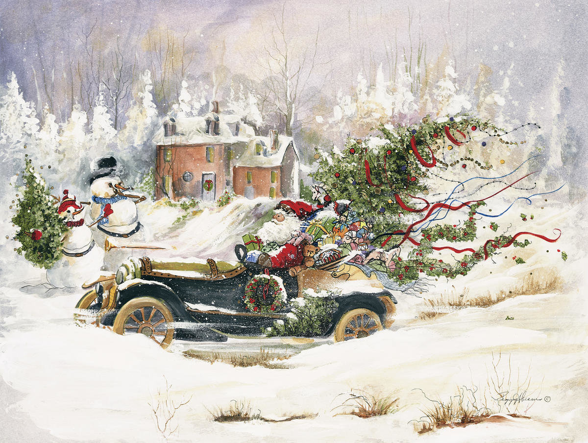 Roadster Santa by Peggy Abrams | Paper Print | Custom Prints and ...