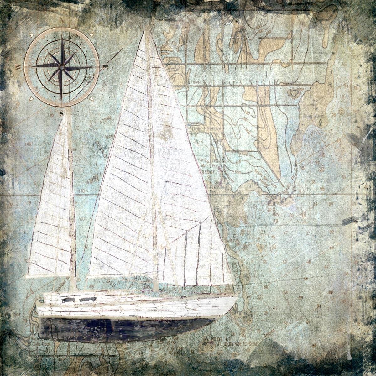 Sailboat Map II by Karen J. Williams | Paper Print | Custom Prints and ...