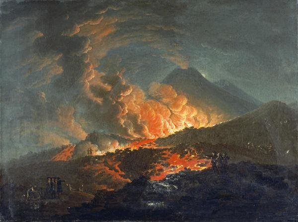 Jacques Antoine Volaire - Vesuvius Erupting at Night - Art Print ...