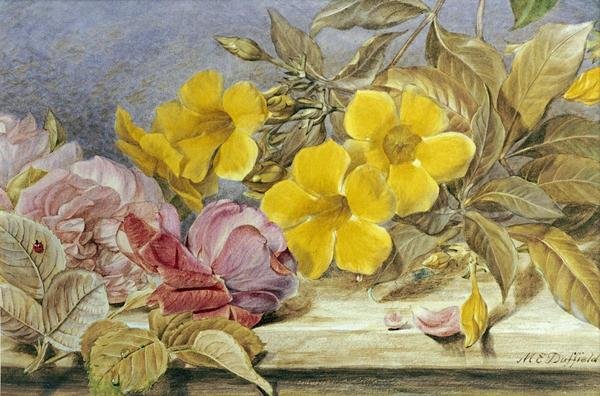 Mary Elizabeth Duffield - A Still Life of Roses - Art Print - Global ...