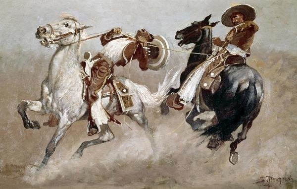 Frederic Remington - Cowboy Fun In Old Mexico - Art Print - Global Gallery