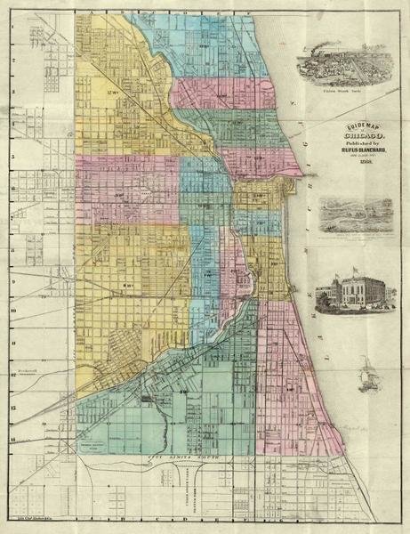 Rufus Blanchard - Guide Map of Chicago, 1869 - Art Print - Global Gallery