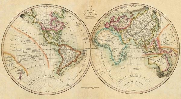 John Melish - Map of the World, 1820 - Art Print - Global Gallery