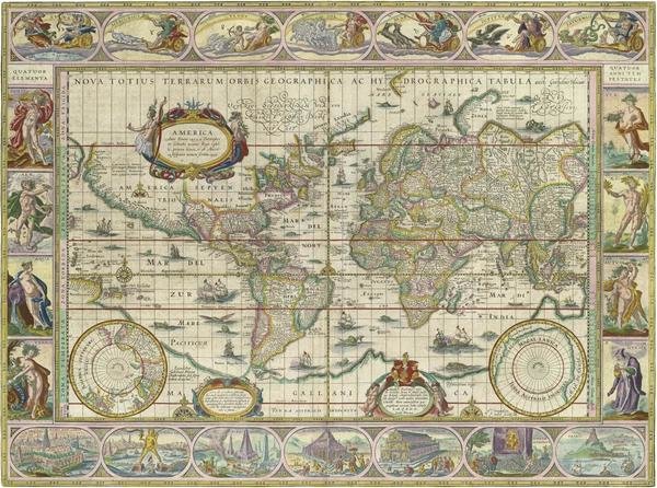 William Janzoon Blaeu - World Map, 1630 - Art Print - Global Gallery